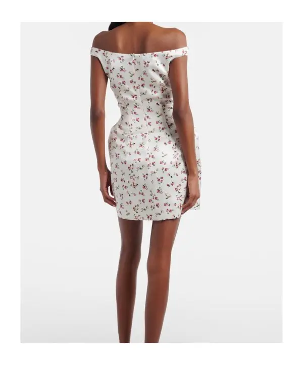 Magda Butrym Floral Silk Satin Off-the-shoulder Mini Dress