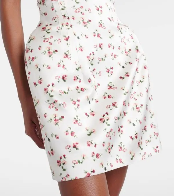 Magda Butrym Floral Silk Satin Off-the-shoulder Mini Dress