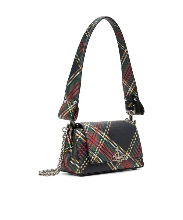VIVIENNE WESTWOOD Mini Hazel Plaid-print Leather Shoulder Bag - Black