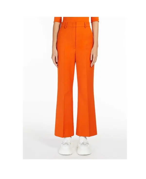 Sportmax Pressed-crease Cotton Flared Trousers