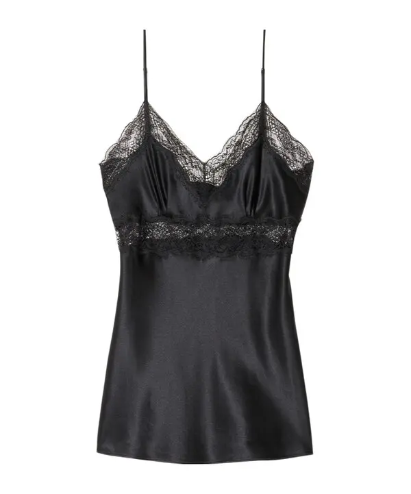 NILI LOTAN Felicie" Lace Negligee Top - Black