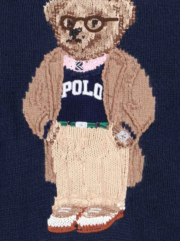 Polo Ralph Lauren Long Sleeve Crewneck Jumper With Embroidered Polo Bear