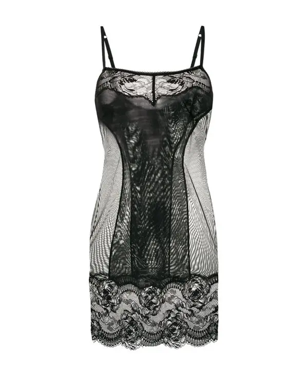 La Perla Floral Embroidered Tulle Suspender Underwear - Black