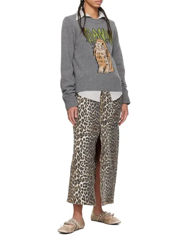 GANNI Crewneck Intarsia-knit Jumper