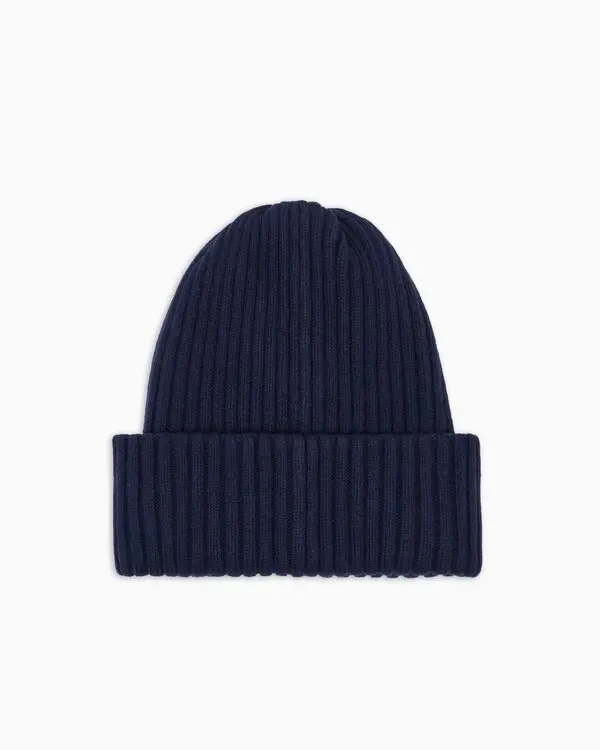 Emporio Armani Logo-embroidered Ribbed Beanie