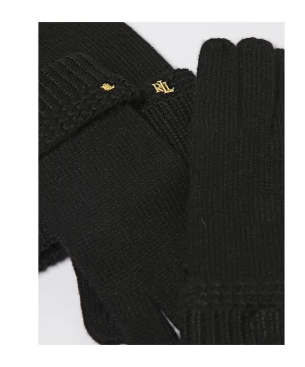 Ralph Lauren Cuffed Knit Hat And Gloves Set