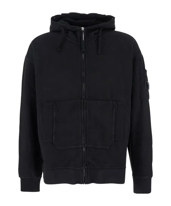 C.P. COMPANY Goggle Hooded Sweater - Black