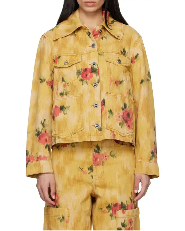 GANNI Floral Printed Denim Jacket