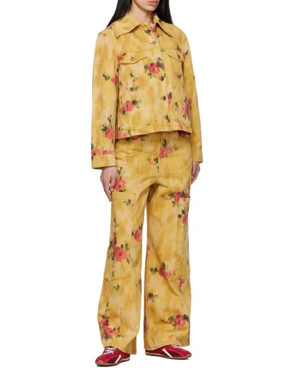GANNI Floral Printed Denim Jacket