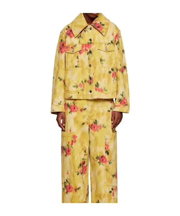 GANNI Floral Printed Denim Jacket