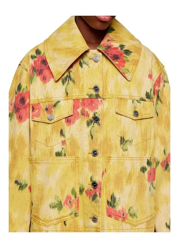 GANNI Floral Printed Denim Jacket