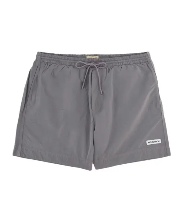 Woolrich Logo Patch Solid Swim Shorts - Gray