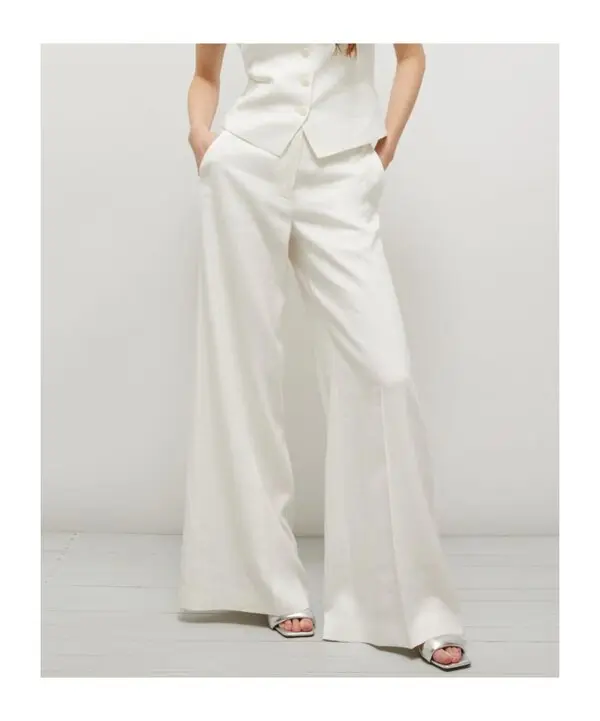 Marella Lurex Adorned Pinstripe Wide-leg Trousers