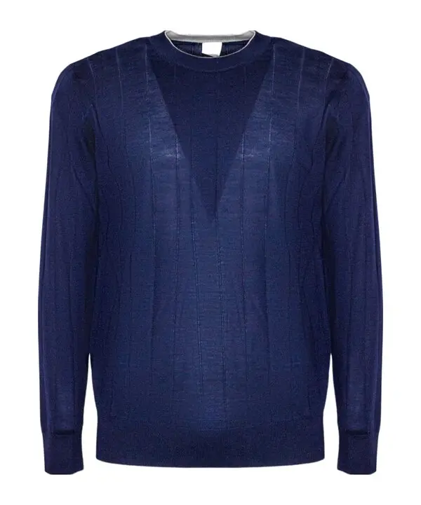 Eleventy Fine Ribbed Crew Neck Knitted Sweater