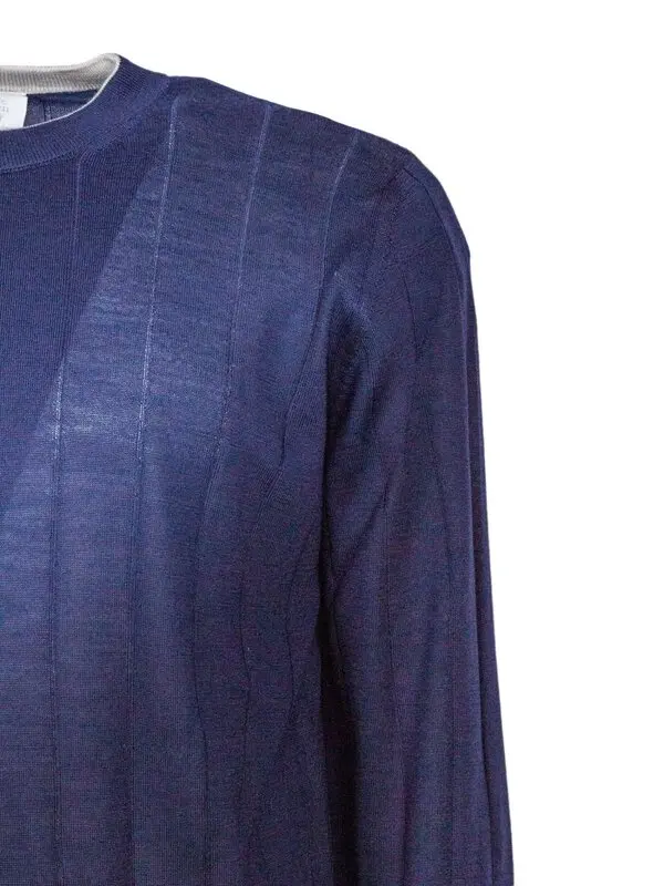 Eleventy Fine Ribbed Crew Neck Knitted Sweater