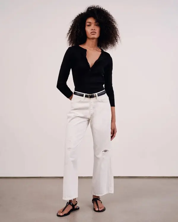 NILI LOTAN Long Sleeve Button Down Collar Jersey Top