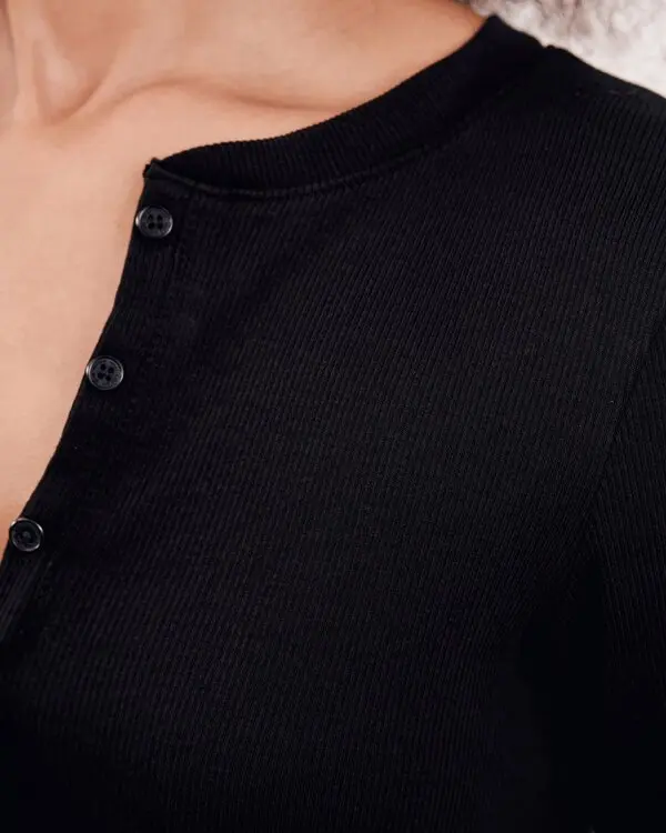 NILI LOTAN Long Sleeve Button Down Collar Jersey Top