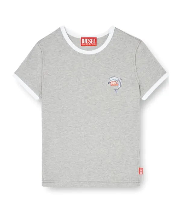 DIESEL® Dolphin Motif Ringer T-shirt - Grey
