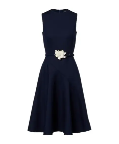 Oscar De La Renta Belted Wool-blend Midi Dress