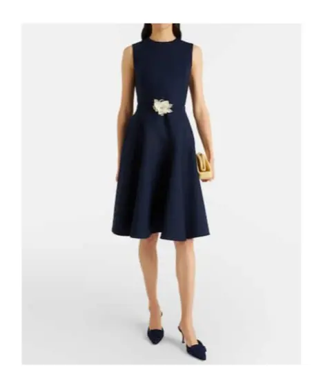 Oscar De La Renta Belted Wool-blend Midi Dress