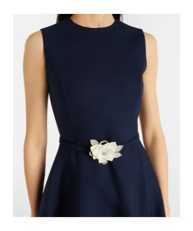 Oscar De La Renta Belted Wool-blend Midi Dress