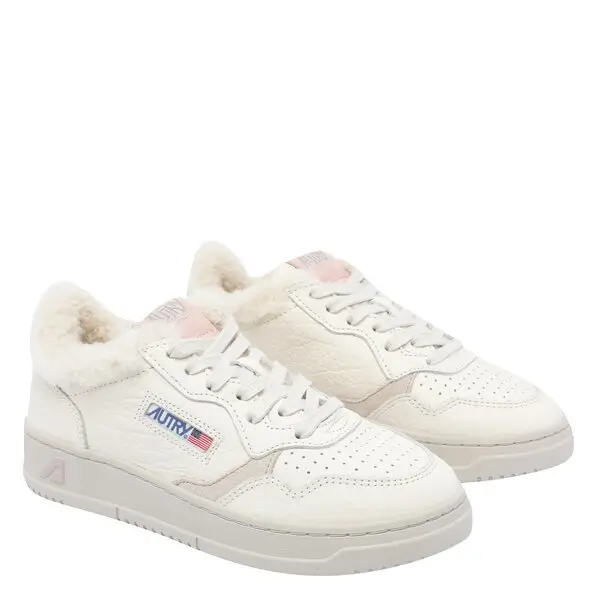 AUTRY Faux Fur Detail Sneakers - White