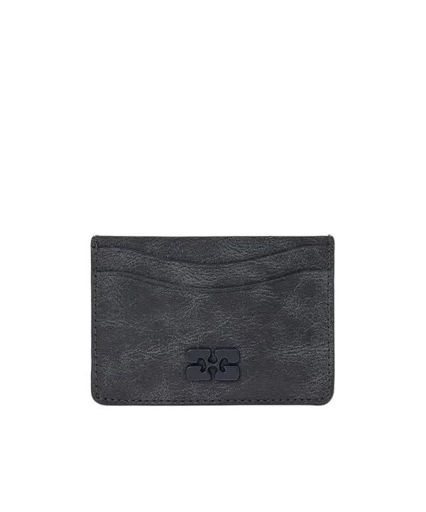 GANNI Logo-patch Card Holder - Black