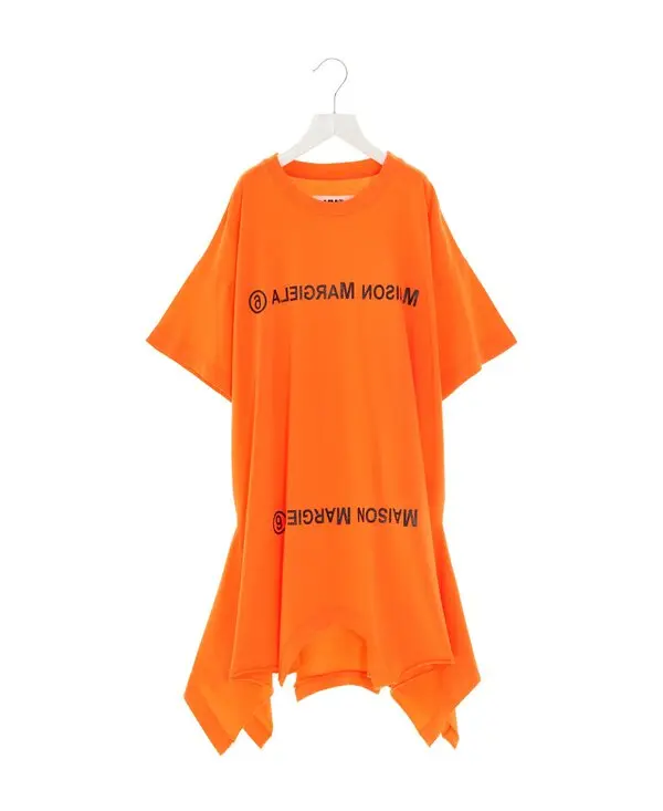 MAISON MARGIELA Logo Printed T-shirt Dress - Orange