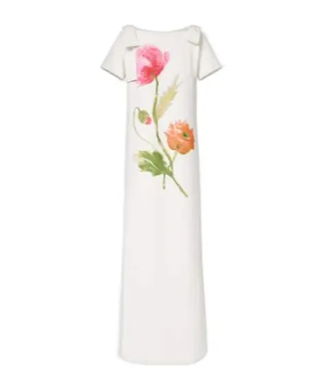 Carolina Herrera Bow-detail Floral Gown - White
