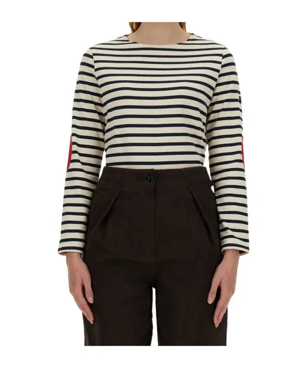 Saint James Striped Long Sleeve T-shirt With Embellished Elbows