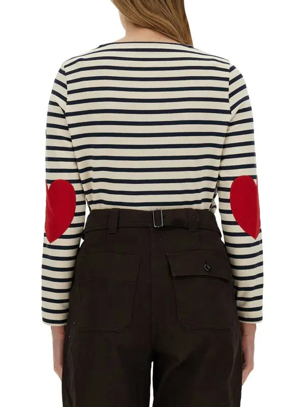 Saint James Striped Long Sleeve T-shirt With Embellished Elbows