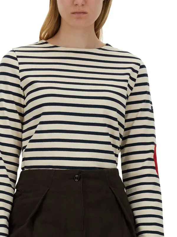 Saint James Striped Long Sleeve T-shirt With Embellished Elbows
