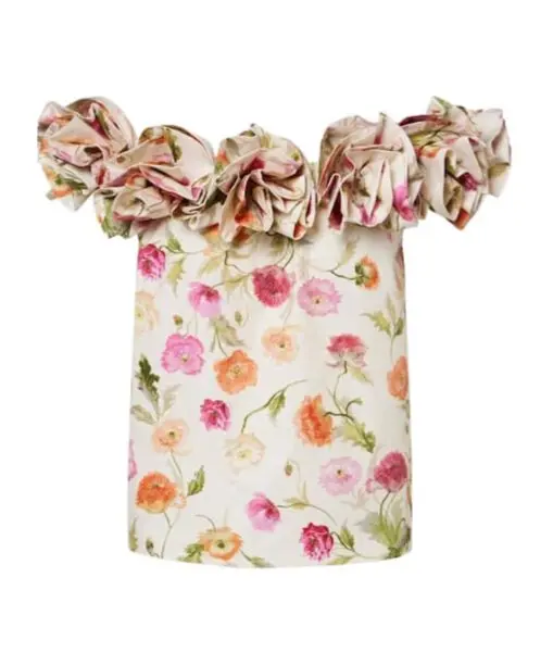 Carolina Herrera Floral-appliqué Off-shoulder Cotton-blend Top - White