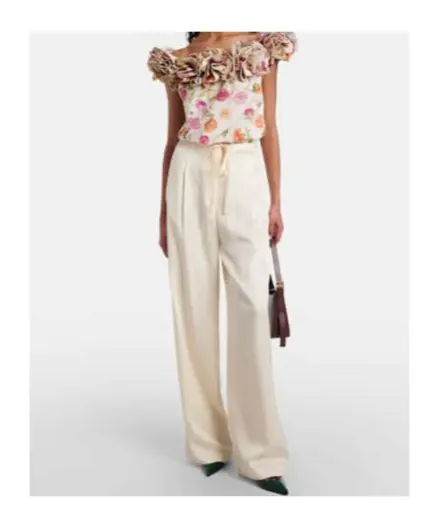 Carolina Herrera Floral-appliqué Off-shoulder Cotton-blend Top