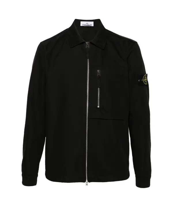 Stone Island Compass-badge Zipped Shirt Jacket - Black