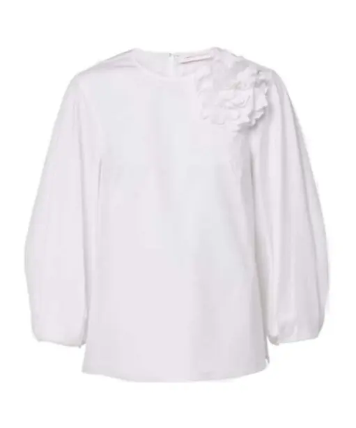 Carolina Herrera Floral-appliqué Cotton-blend Blouse - White