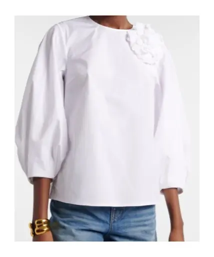 Carolina Herrera Floral-appliqué Cotton-blend Blouse