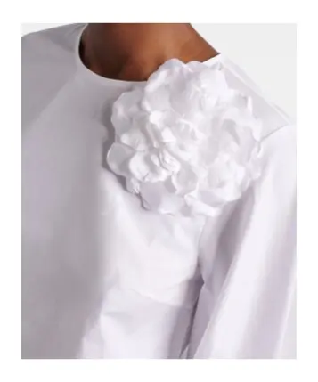 Carolina Herrera Floral-appliqué Cotton-blend Blouse