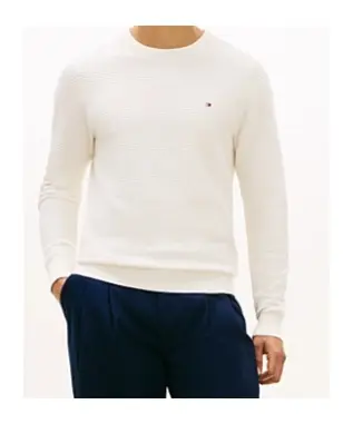 Tommy Hilfiger Textured Knit Crew Neck Jumper