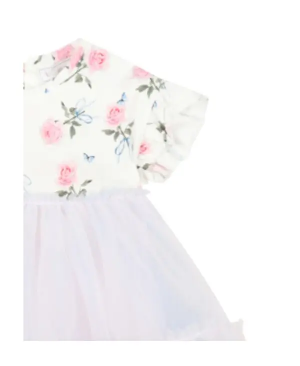 Monnalisa Floral Printed Short Sleeve Dress
