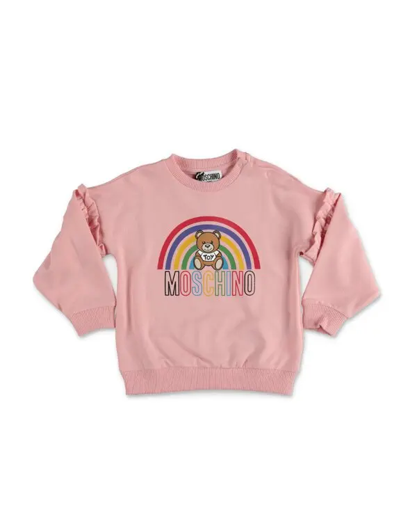 Moschino Toy" Teddy Bear Rainbow Logo Sweatshirt - Pink