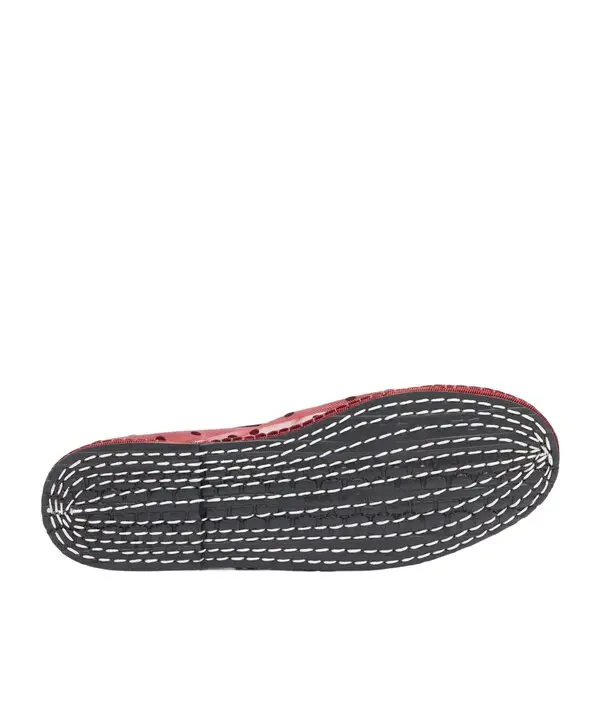 SCAROSSO Burgundy Polka Dot Mesh Ballet Flats