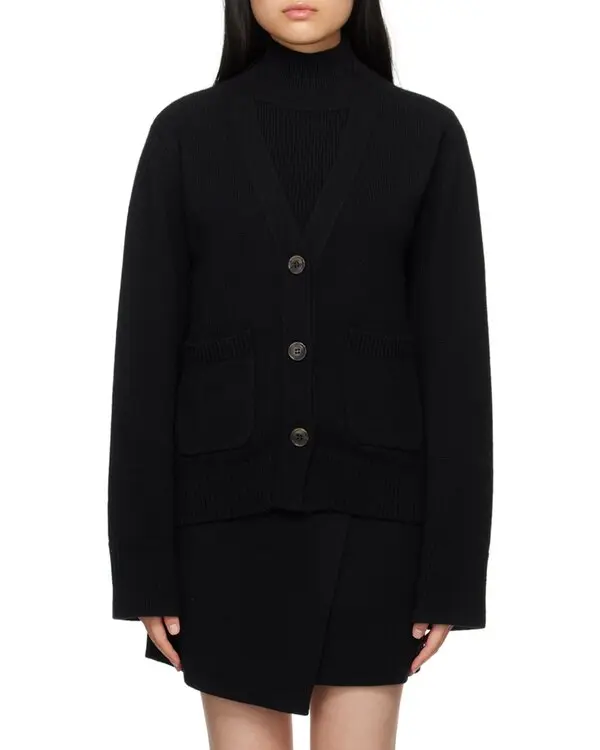 LISA YANG Shoulder Rib Knitted Cardigan