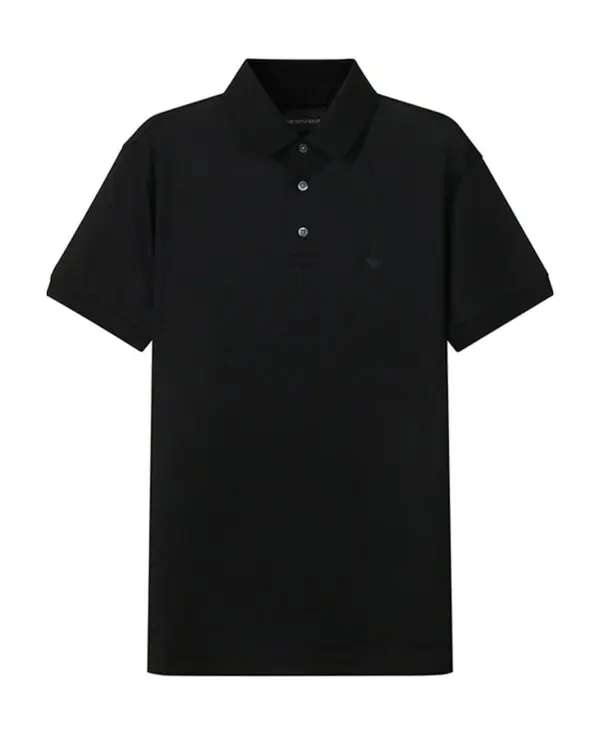 Emporio Armani Logo Printed Short-sleeved Polo Shirt - Black