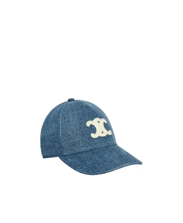 Celine Triomphe Baseball Cap In Denim Union Wash