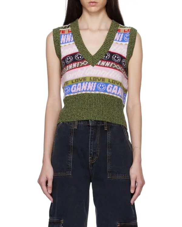 GANNI Graphic V-neck Vest