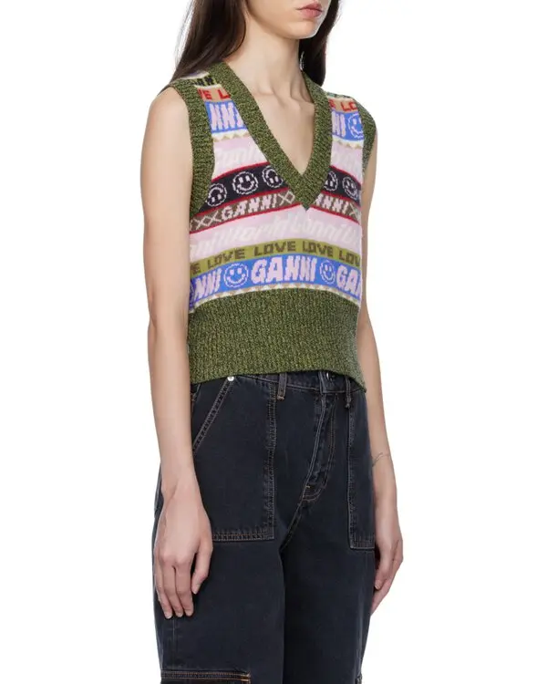 GANNI Graphic V-neck Vest