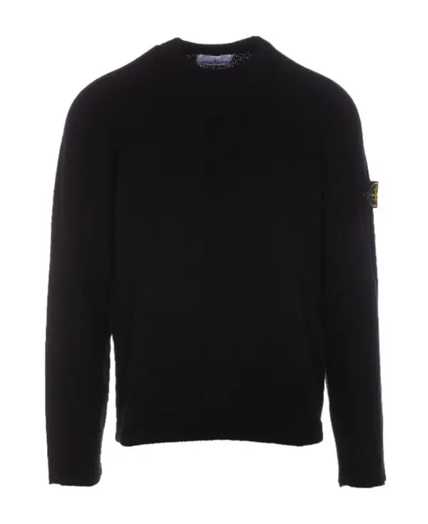 Stone Island Compass-motif Wool-blend Jumper - Black