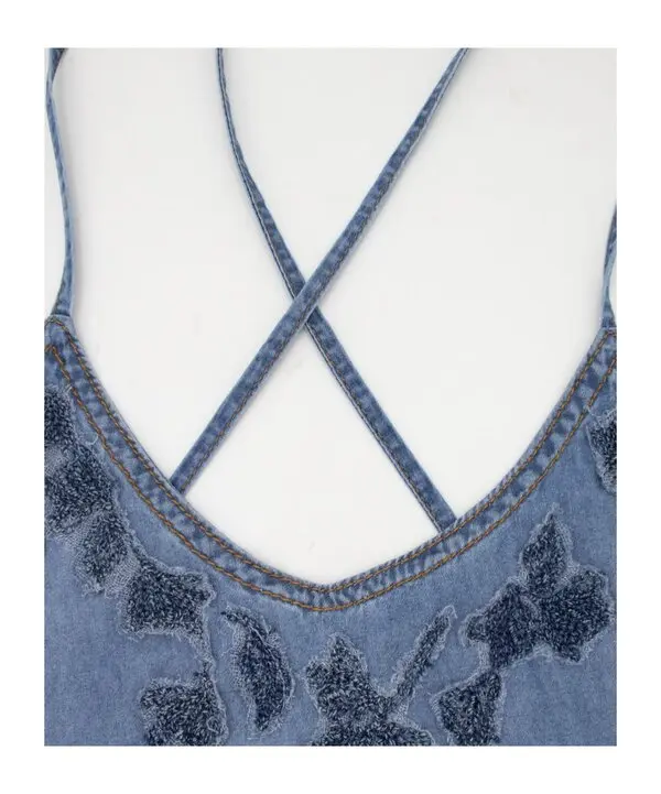 Ermanno Scervino Embroidered Denim Maxi Dress