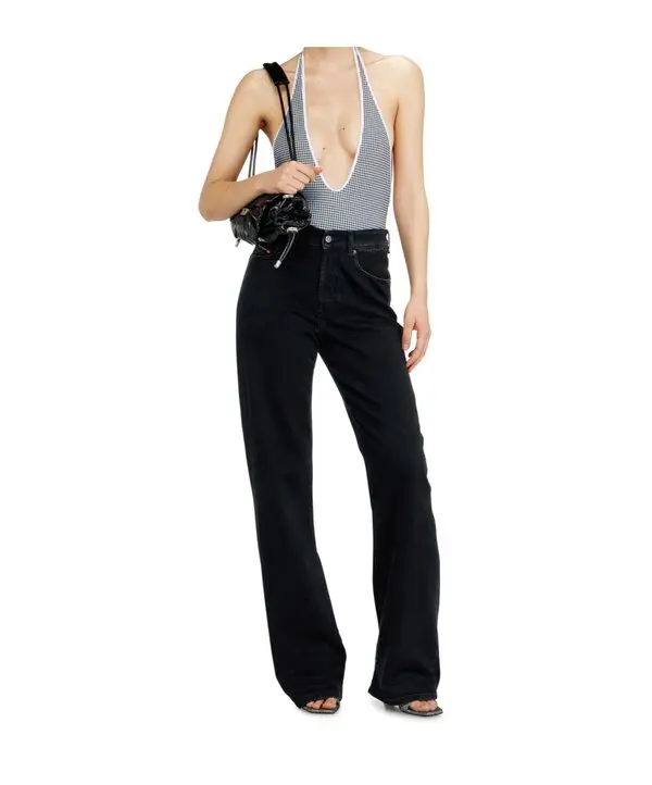 DIESEL® Allie-d-core Houndstooth Plunge Halterneck One-piece Swimsuit